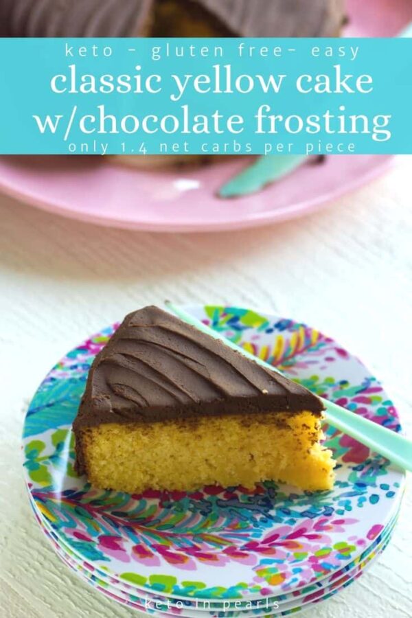 Keto Yellow Cake with Chocolate Frosting {just like the boxed mix!}